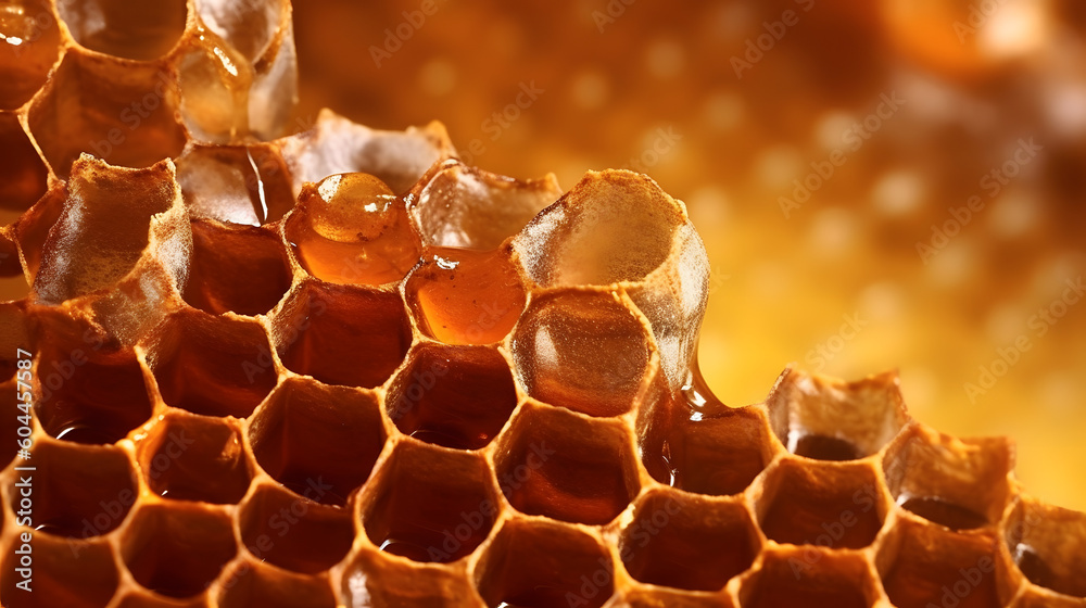 Illustration Stock Close up de un panal de abeja lleno de miel ...