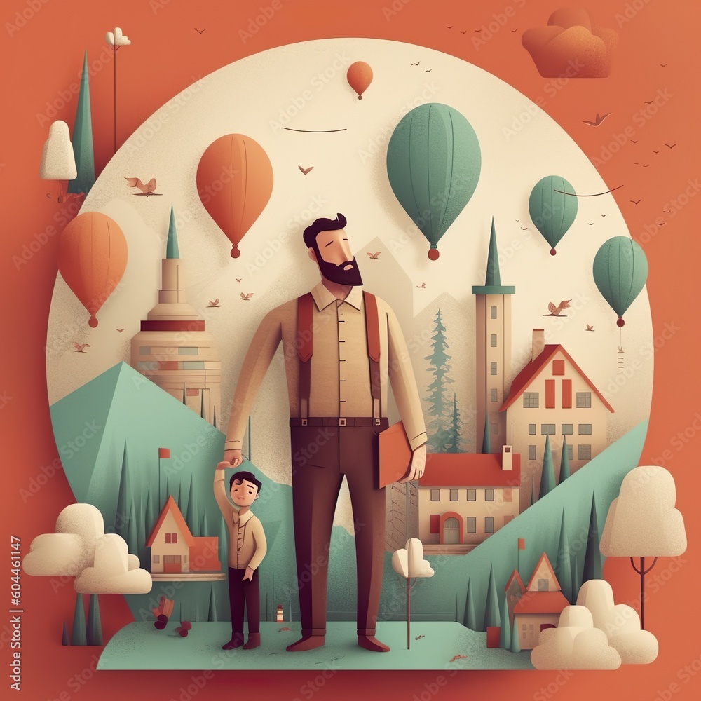 Father's Day illustration and pictures designed to depict father love ...