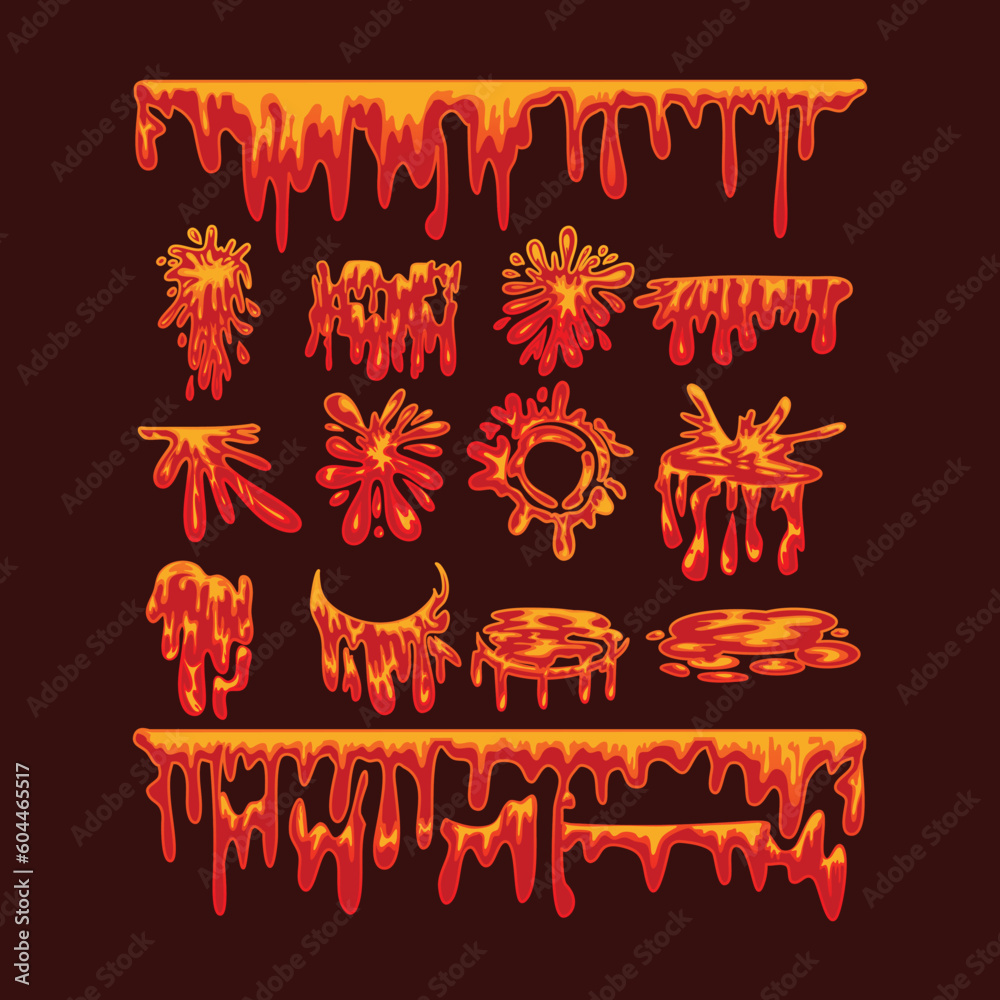 Set of melt vector illustration elements, backgrounds, frames, effects ...