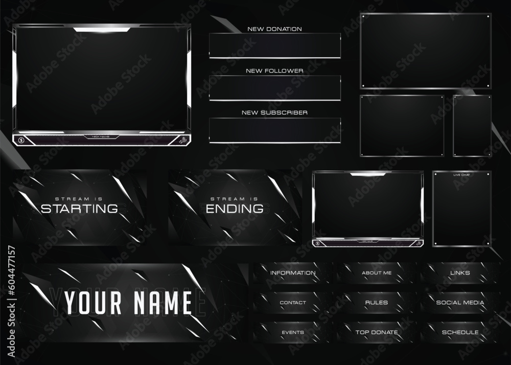 Twitch Overlay Live Stream template set Stock Vector | Adobe Stock