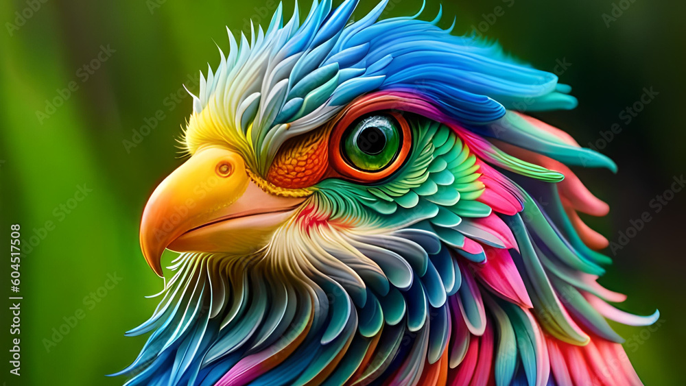 Ai Colorful Bird 4k vivid colors Stock Illustration | Adobe Stock