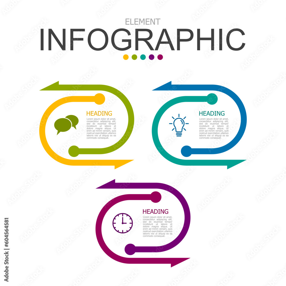 Stockvektorbilden vector infographic two rotating arrows pointing opposite each other element ...