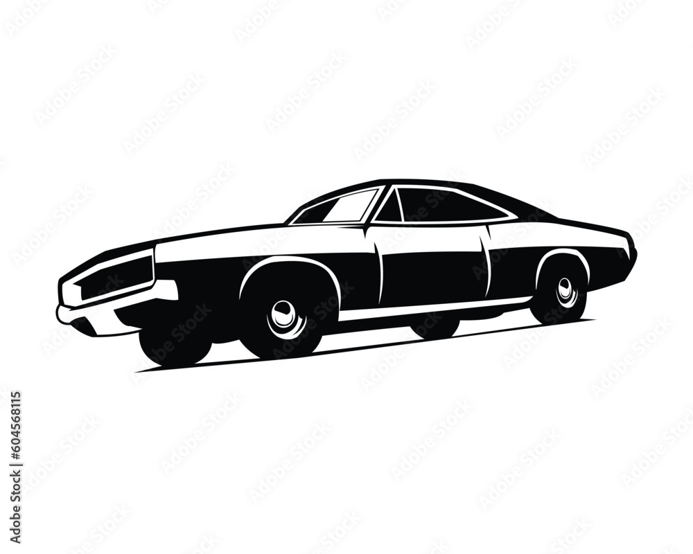 dodge challenger 1968. view silhouette vector design from side isolated ...