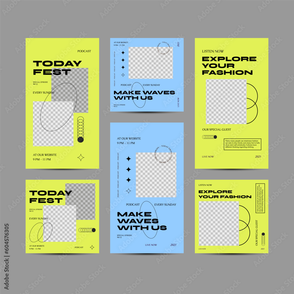 Editable template bundle design with Futuristic streetwear fashion ...