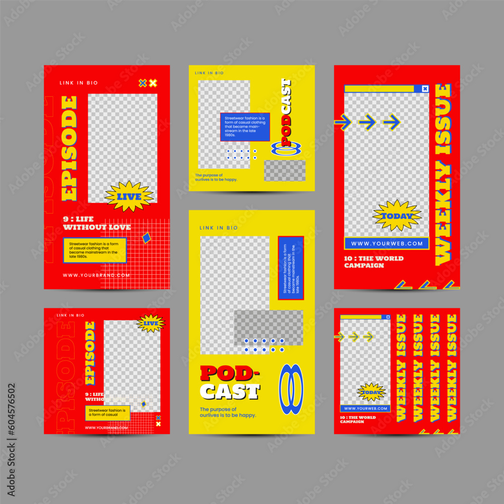 Editable template bundle design with Futuristic streetwear fashion ...