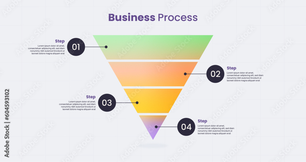 infographic funnel chart diagram template for 4 step business process ...