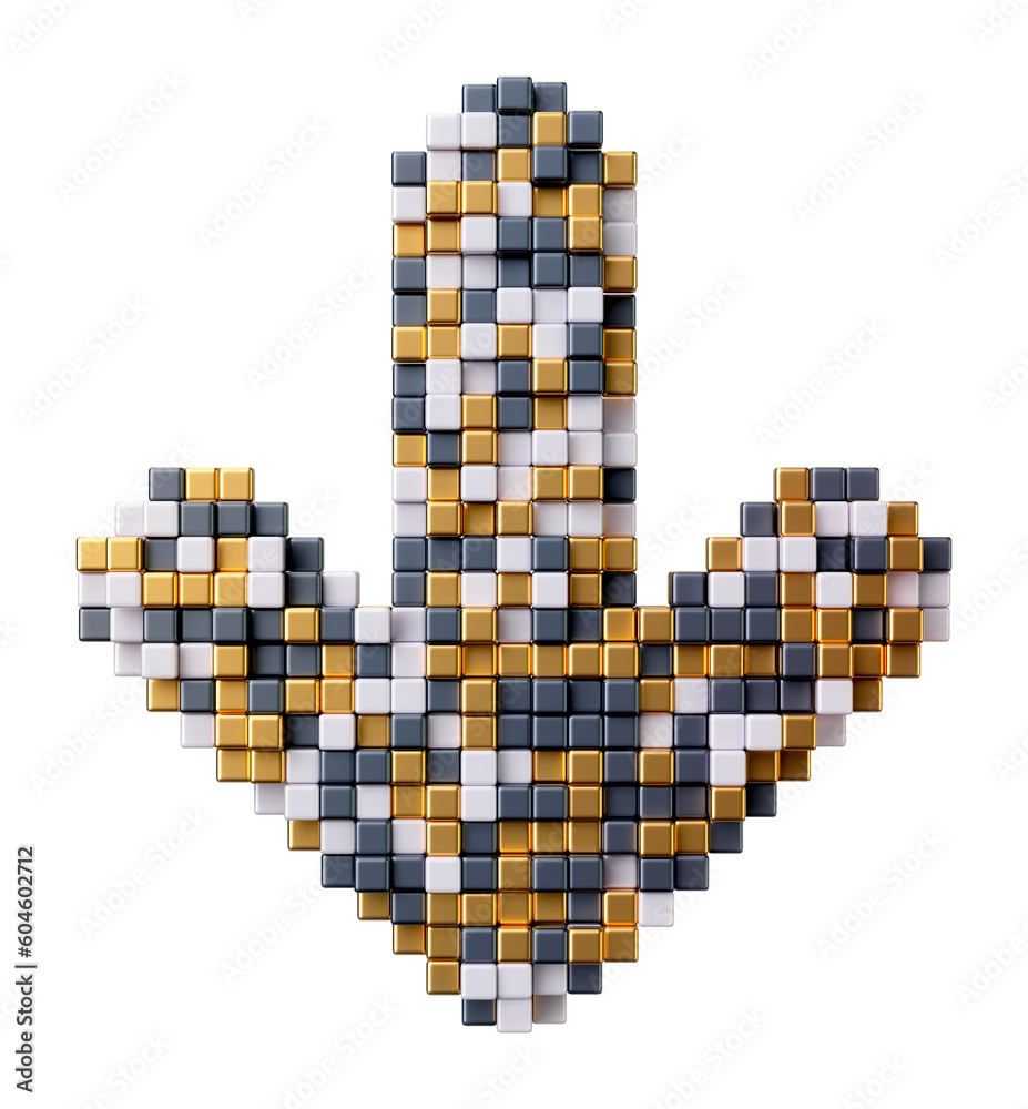 Symbol Arrow Bottom of alphabet digital pixel font isolated on ...