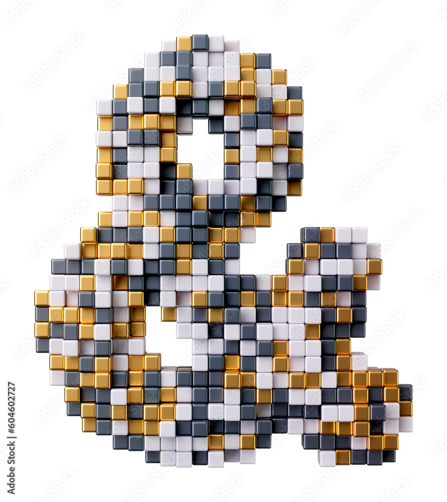 Symbol Ampersand of alphabet digital pixel font isolated on transparent ...