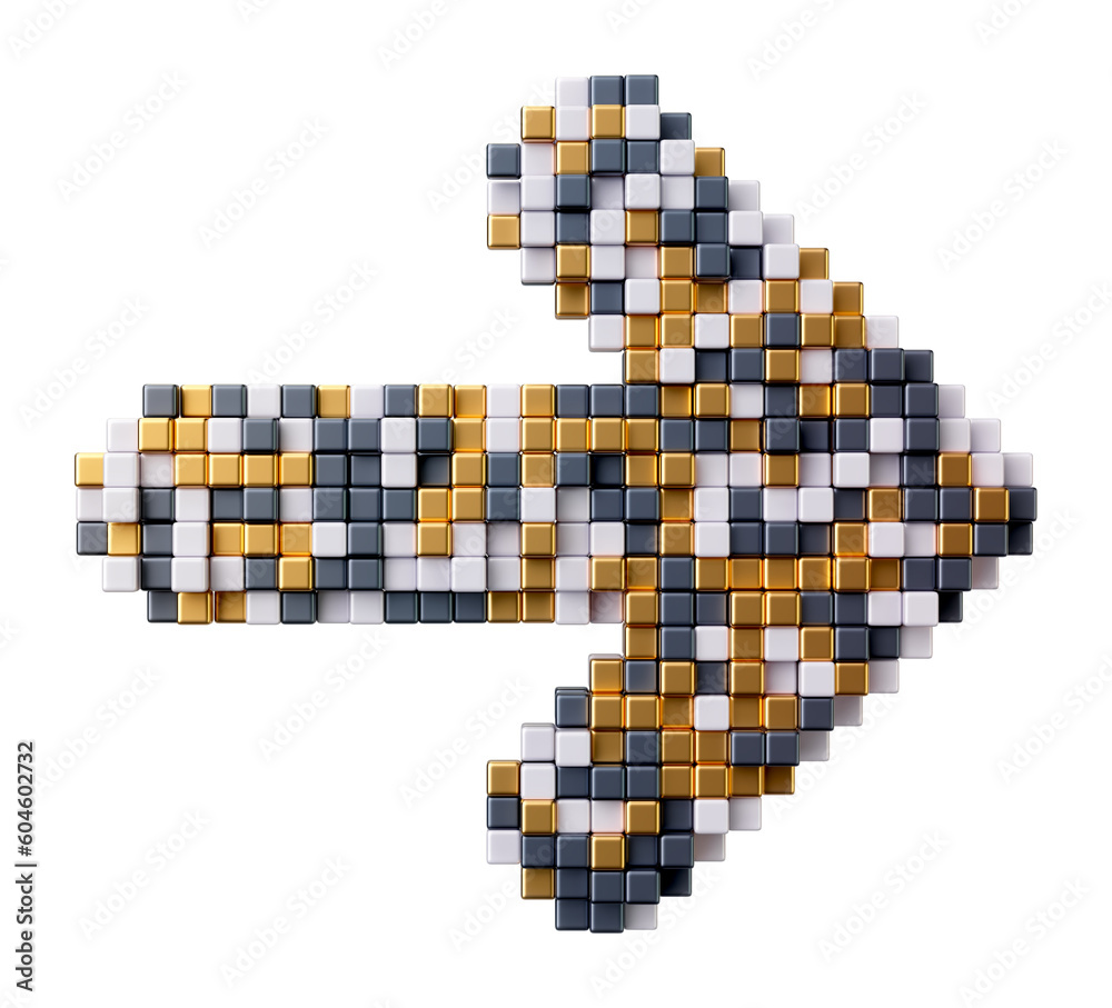 Symbol Arrow Right of alphabet digital pixel font isolated on ...