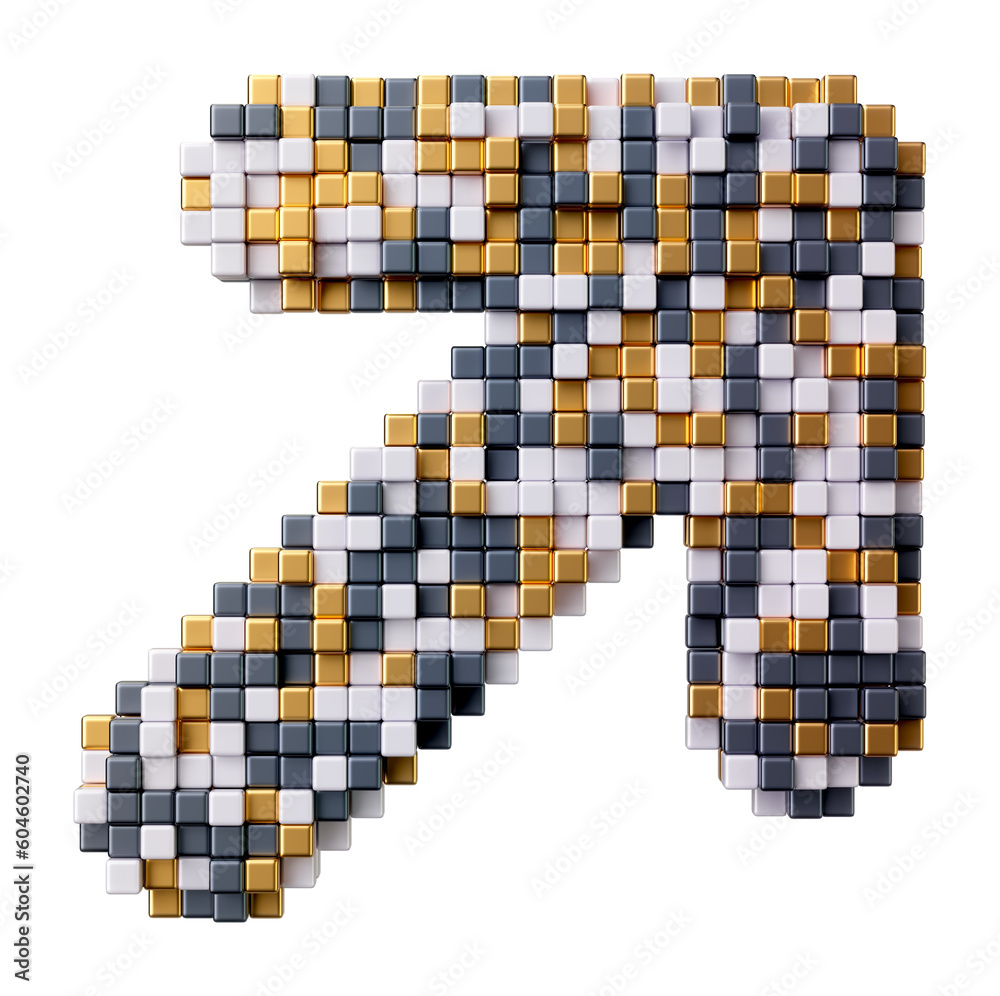 Symbol Arrow Right Top of alphabet digital pixel font isolated on ...