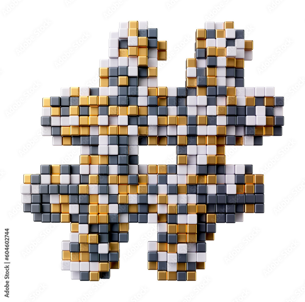 Symbol Hash of alphabet digital pixel font isolated on transparent ...