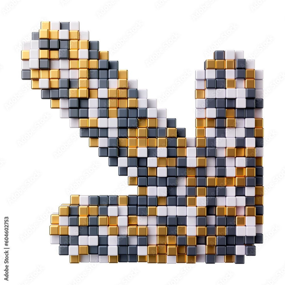 Symbol Arrow Right Bottom of alphabet digital pixel font isolated on ...