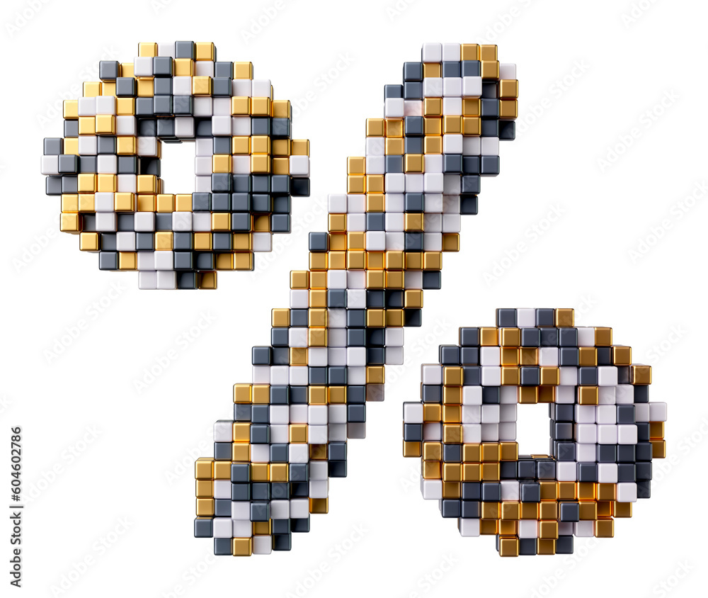 Symbol Percent, Sale Sign of alphabet digital pixel font isolated on ...