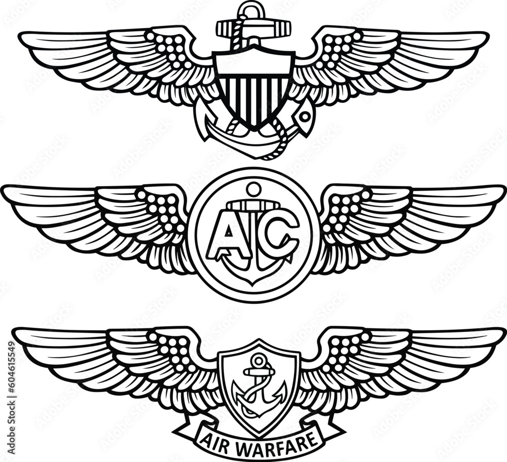 Navy Aviator Insignia Vector File Navy Aircrew Badge, Download, Digital Download Stock Vector ...