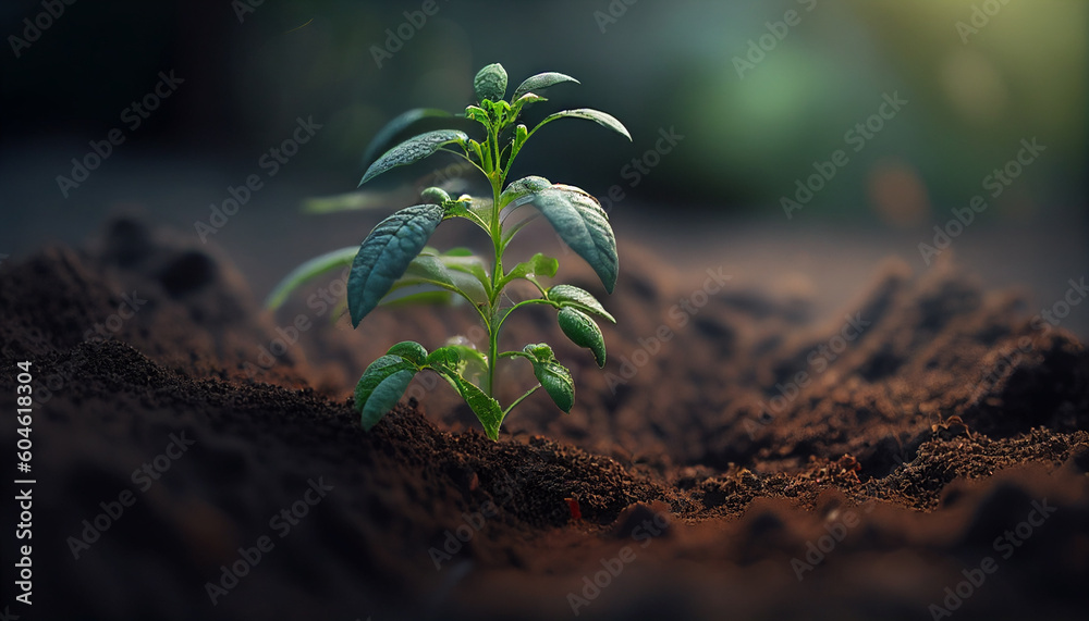 Emerging Life: A Green Journey. a young, vibrant plant on the verge of ...