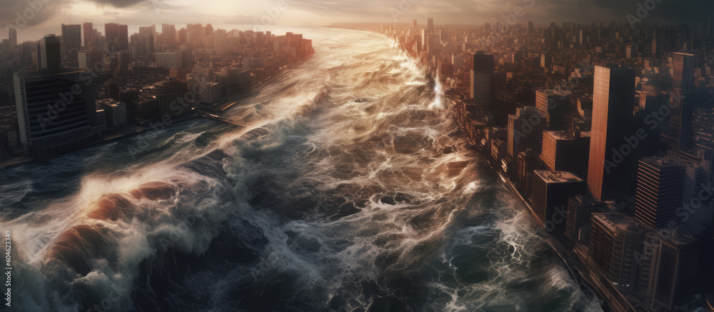 Net Zero, Climate Change and Global Warming concept: Rising sea levels ...