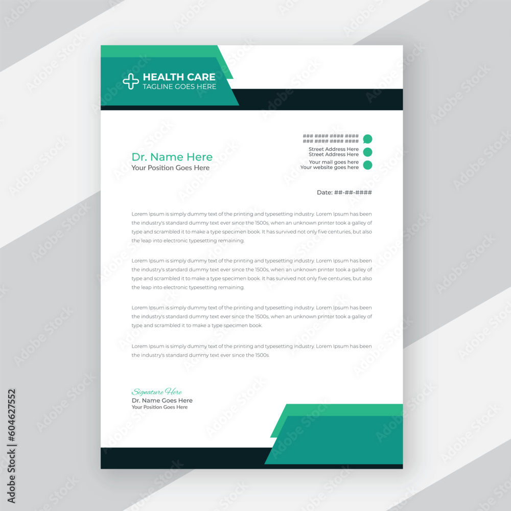 Professional creative and corporate medical letterhead template design ...