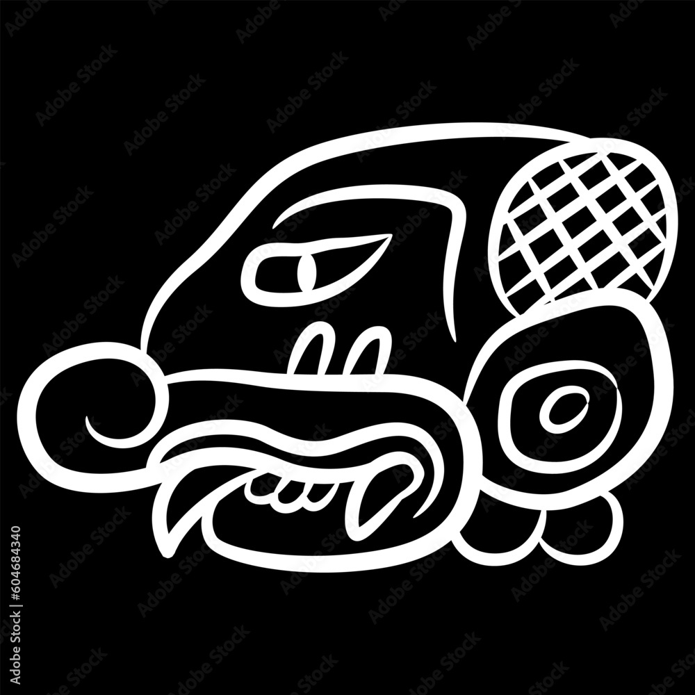 Ancient Mayan hieroglyph. Stylized human head. Ethnic Native American ...
