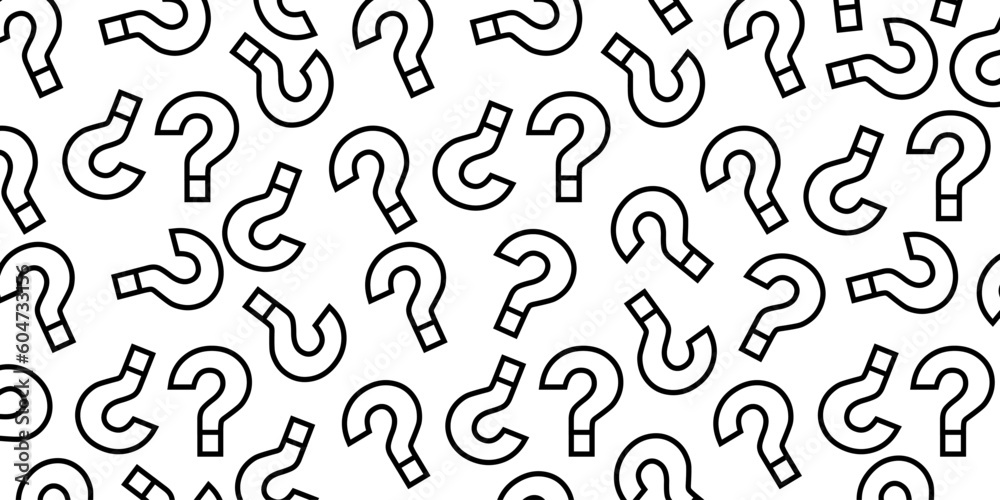 Black question marks on white background. Question mark pattern ...
