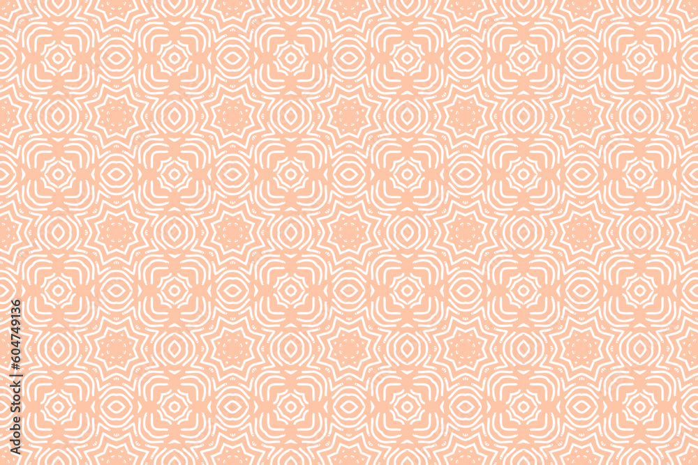 Orange and white geometric pattern, organic contours, interlocking ...
