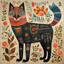 Colorful Patchwork Cat Art Free Stock Photo - Public Domain Pictures