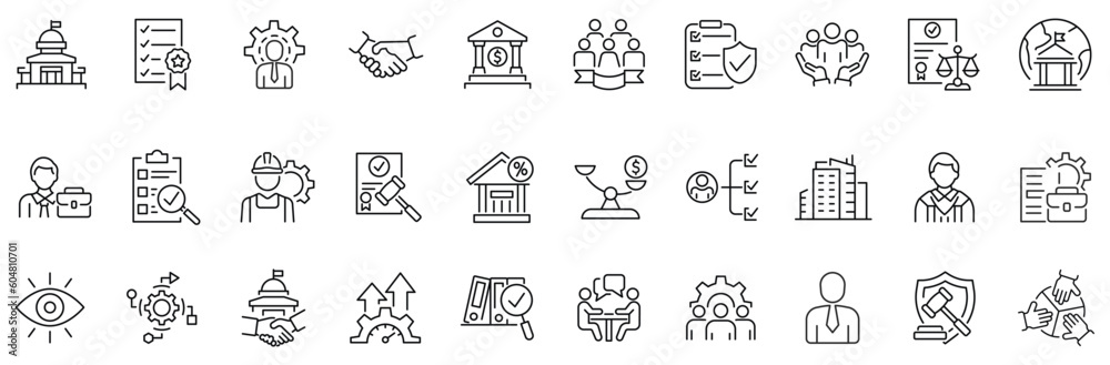 Vector de Stock Set of line icons related to governance, management ...