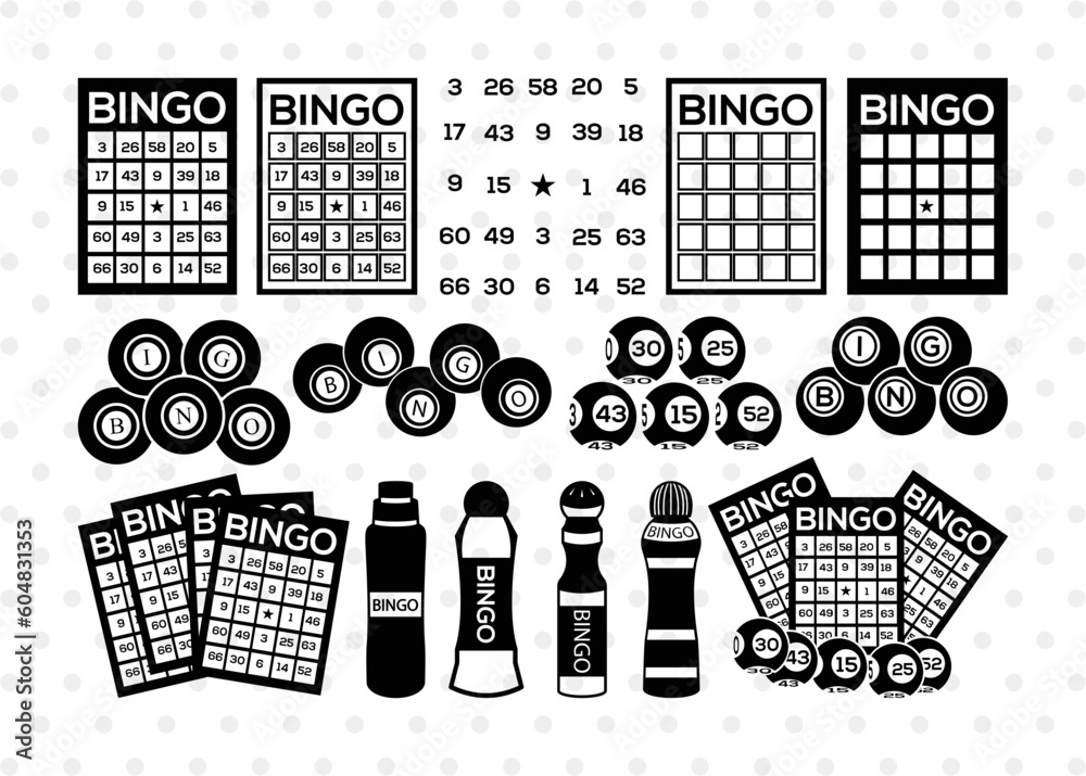 Bingo SVG Cut Files | Bingo Silhouette | Bingo Card Svg | Bingo Balls ...