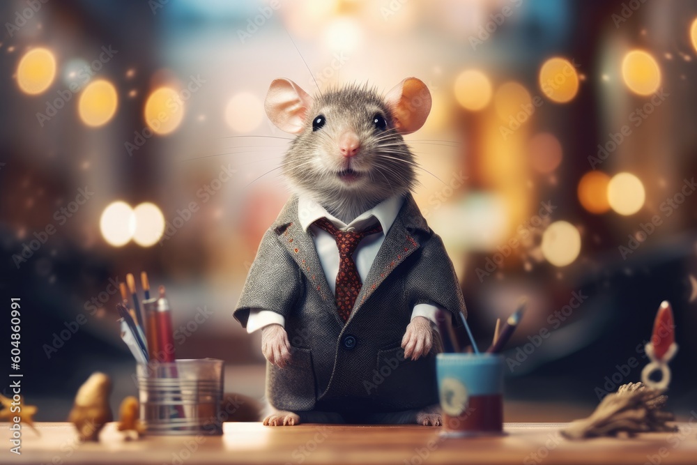 Illustration of a cute rat dressed in a suit and tie, rat dressed as an ...