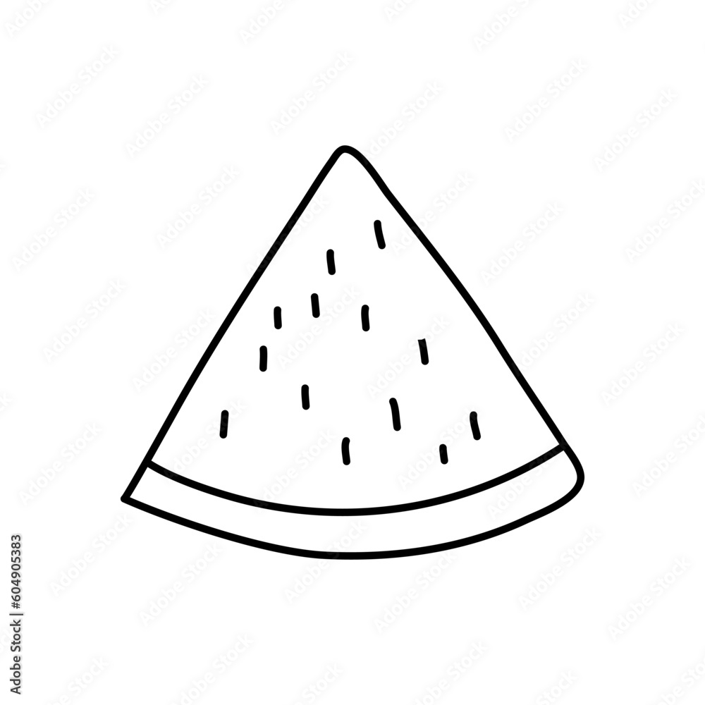 Slice of watermelon outline. Coloring page. Vector illustration ...