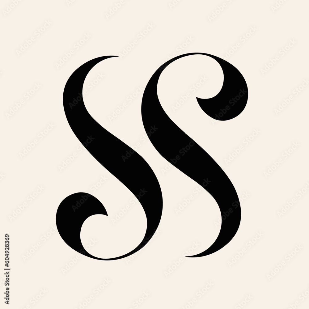 SS monogram logo signature icon. Elegant alphabet initials. Abstract ...