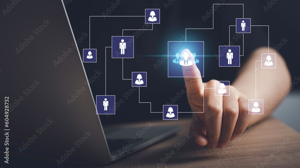 Business hierarchy company structure concept. Business process plan and workflow automation ...