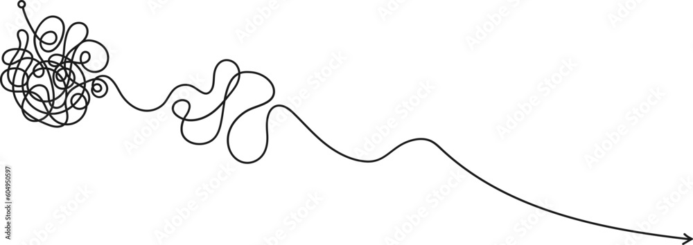 Complex and easy messy line. Hand drawn doodle knots curved in round ...