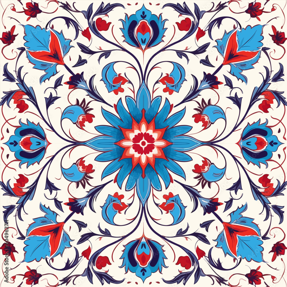 Turkey floral pattern. Abstract art graphic line flower. Ornate elegant ...