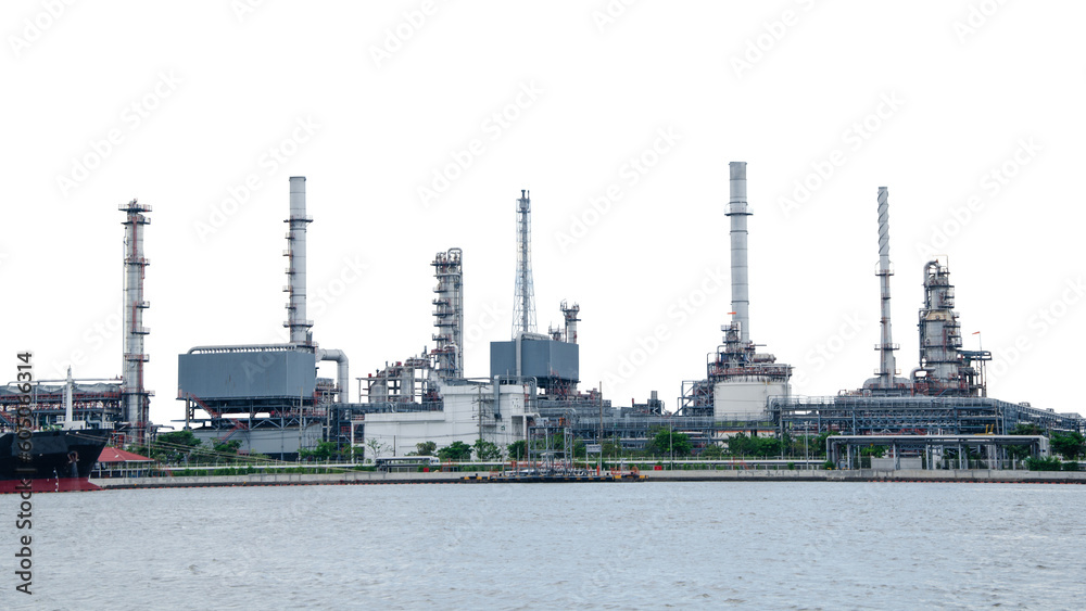 Bangchak Petroleum oil refinery, beside the Chao Phraya River, Phra ...