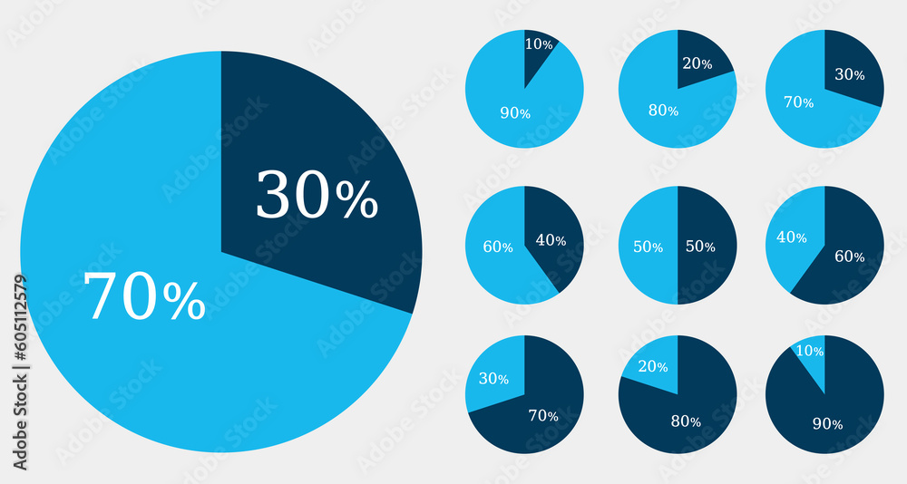 9 set pie chart percentage graph design, Infographic Vector 3d Pie ...
