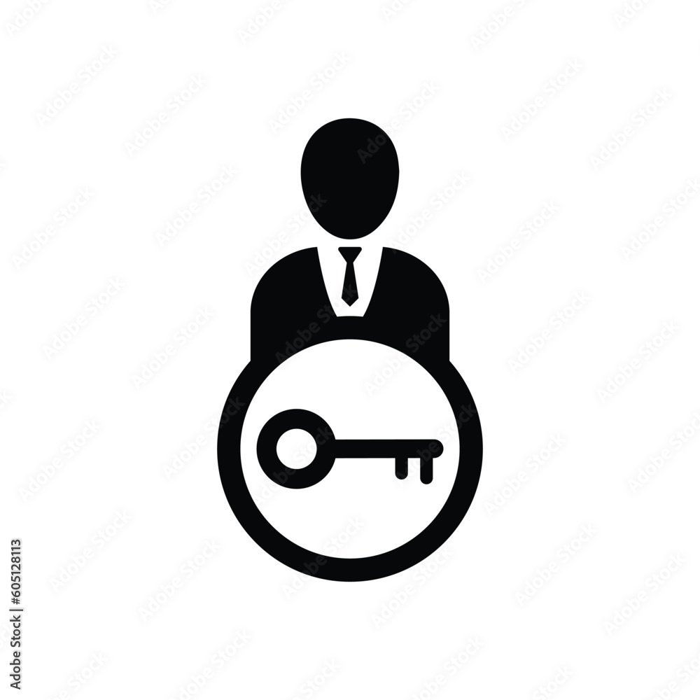 Login icon User Icon in flat style isolated on gray background. Key ...