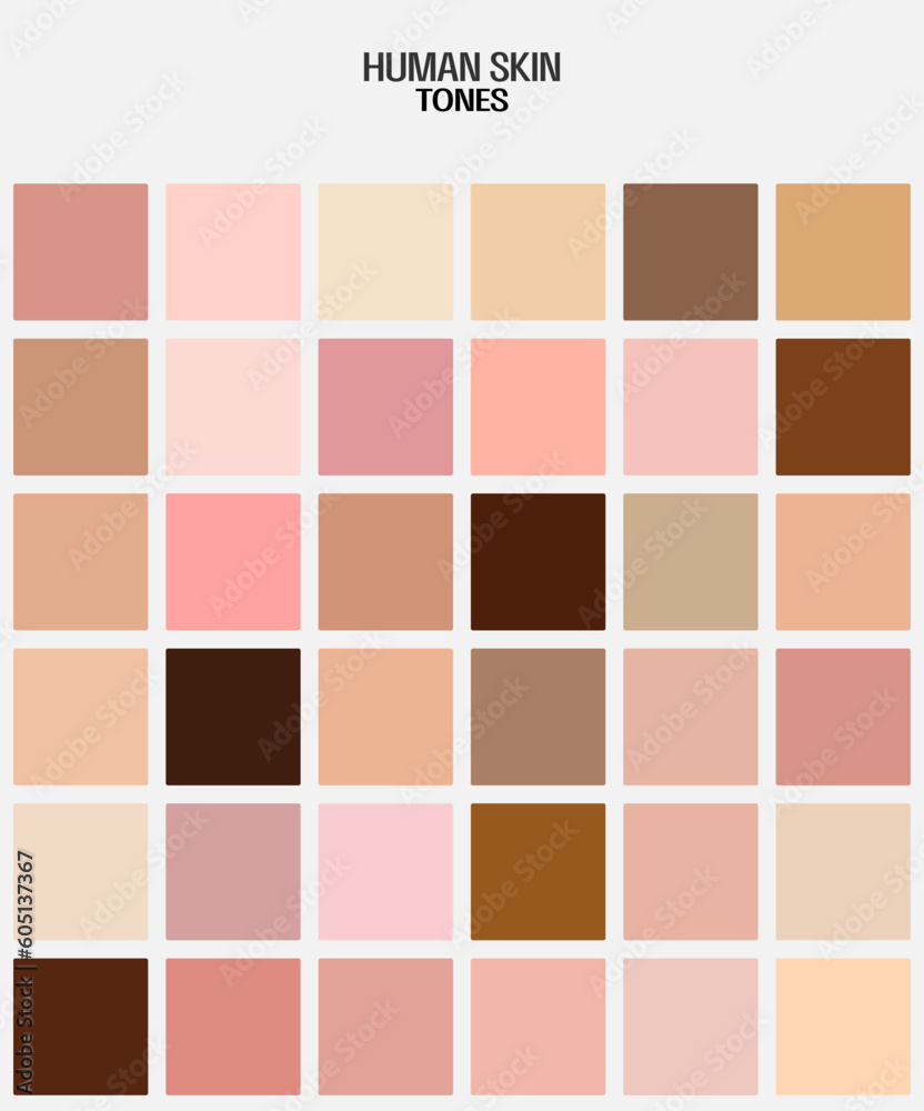 Human skin color palette isolated on white background. Human skin ...