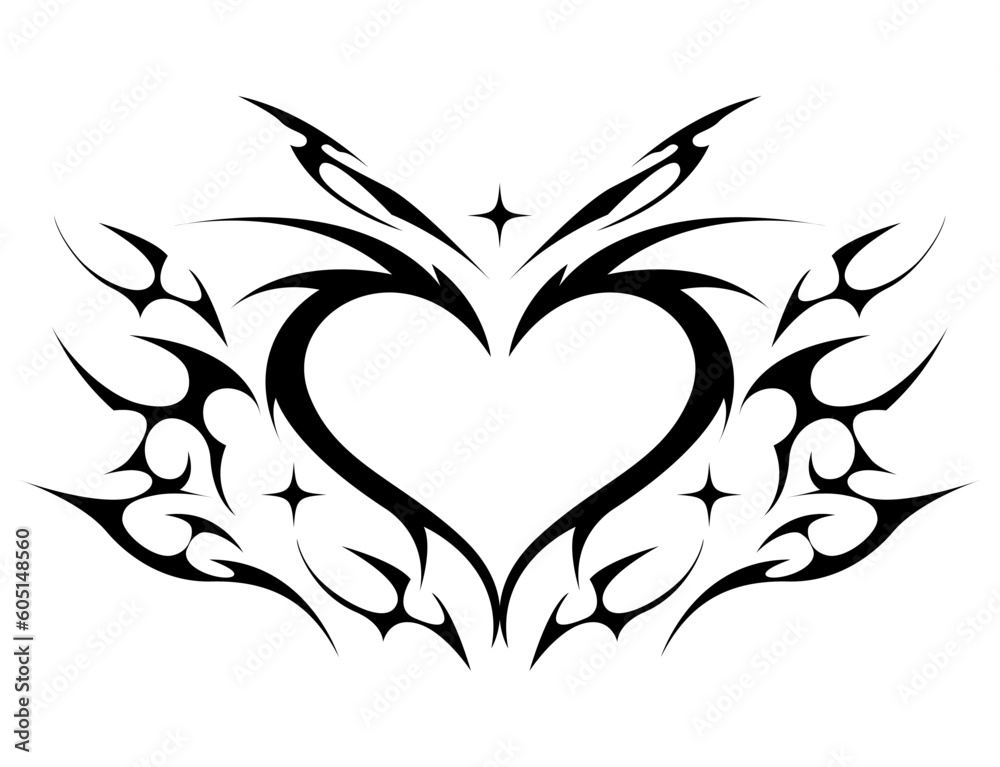 Black emo gothic tribal tattoo design in a cyber sigilism style ...