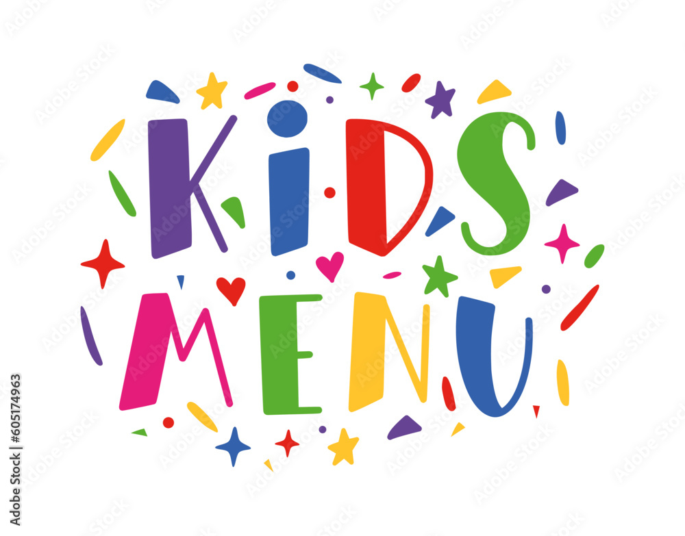 Kids menu. Logo set for design. Stock Vector | Adobe Stock