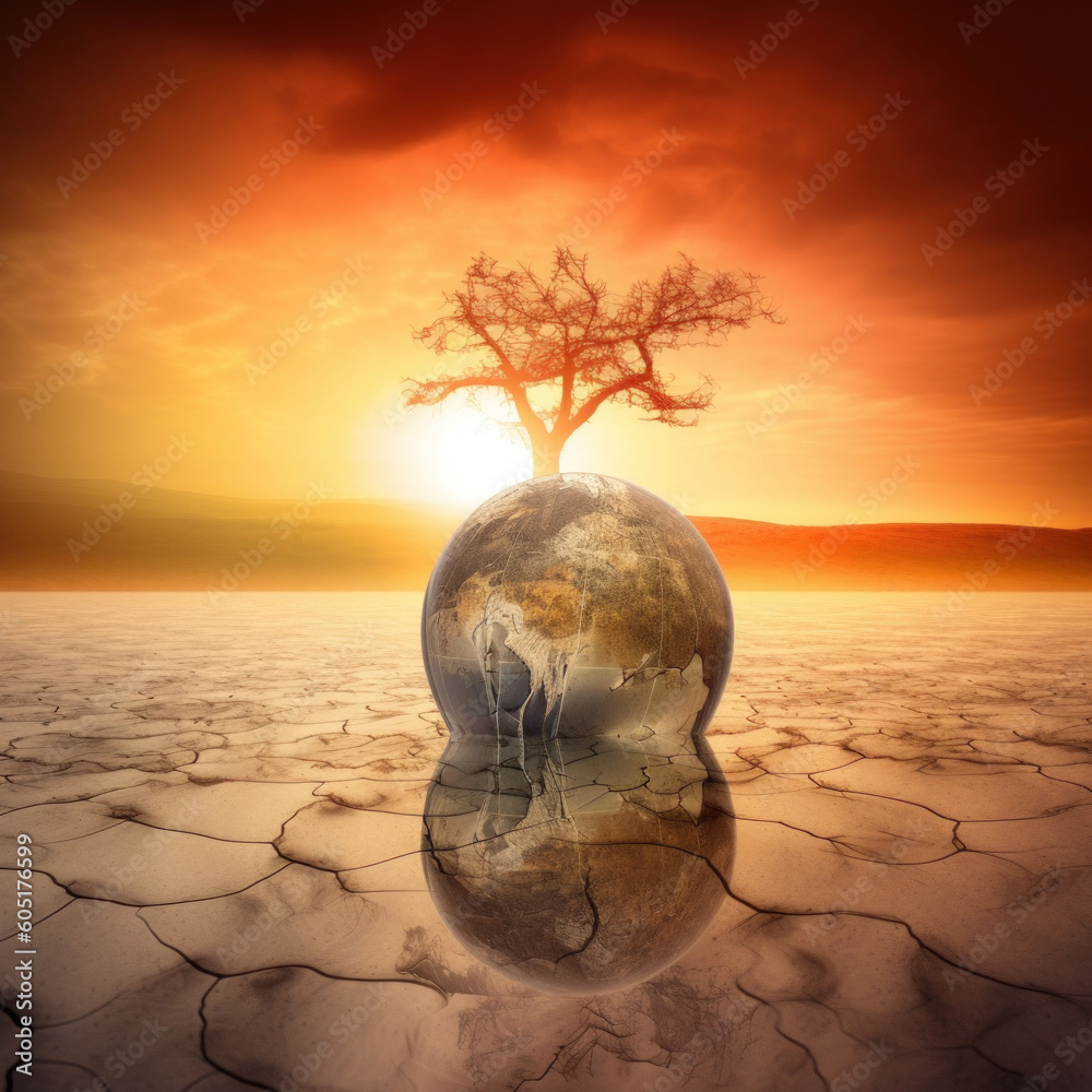 Striking Visualisation of Global Warming: Melting Globe on Sun-Parched ...
