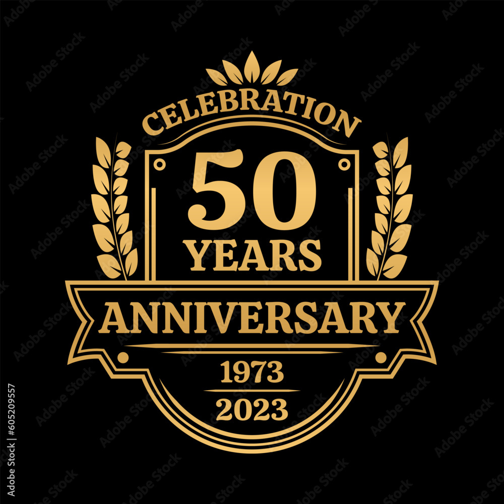 50 years anniversary icon or logo. Vintage birthday banner design. 50th anniversary jubilee ...
