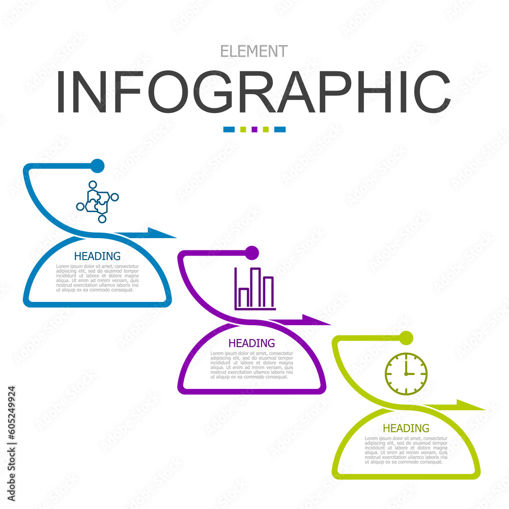 vector infographic hourglass formed by arrow line elements template block. used for process ...
