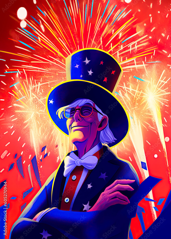 Uncle Sam independence day poster design. Generative Ai illustration ...
