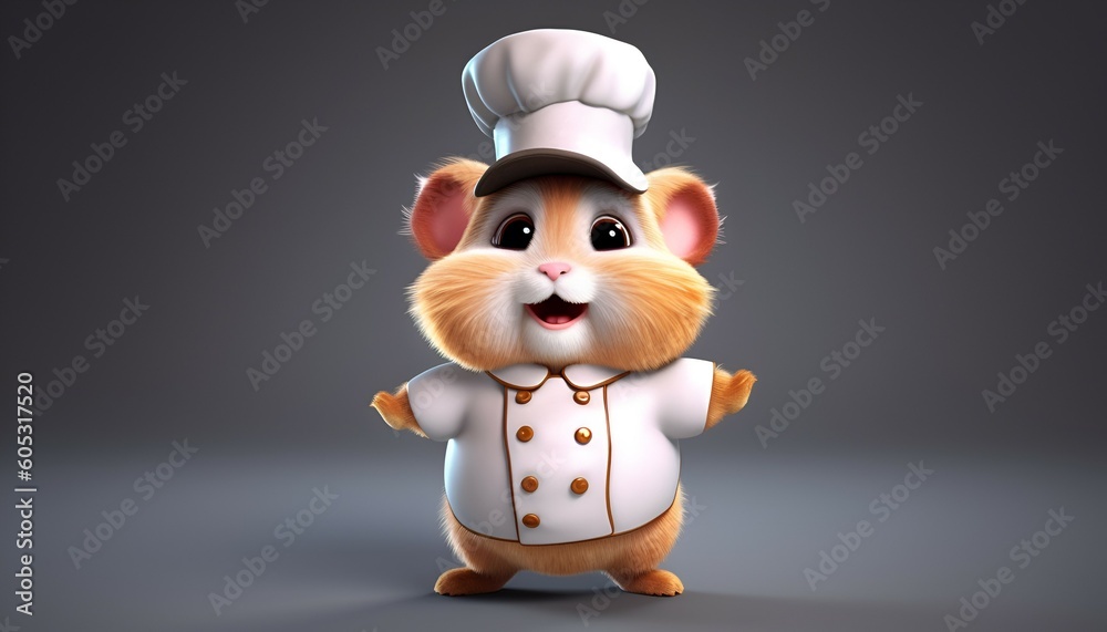 cute cartoon hamster wearing chef uniforms. generative AI illustration ...