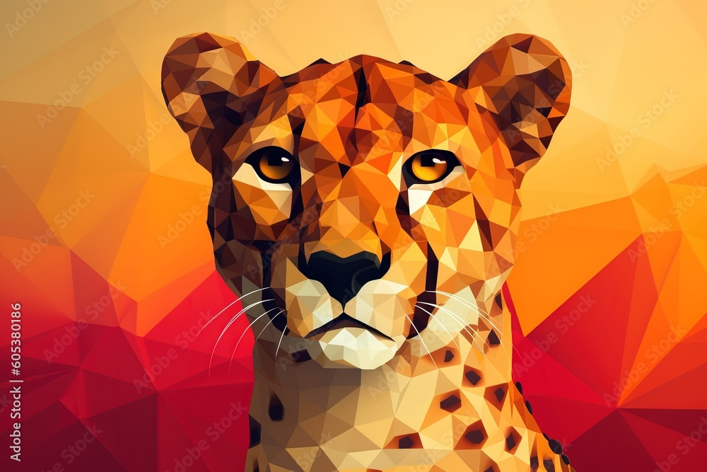 cheetah Low poly animal style illustration generative ai Stock ...