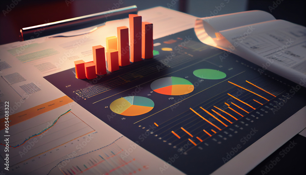 Business report. Graphs and charts. Business reports concept Ai ...