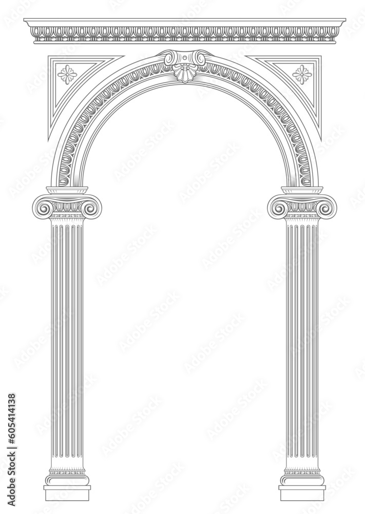 Classical arch with Greek Ionic columns Stock Vector | Adobe Stock