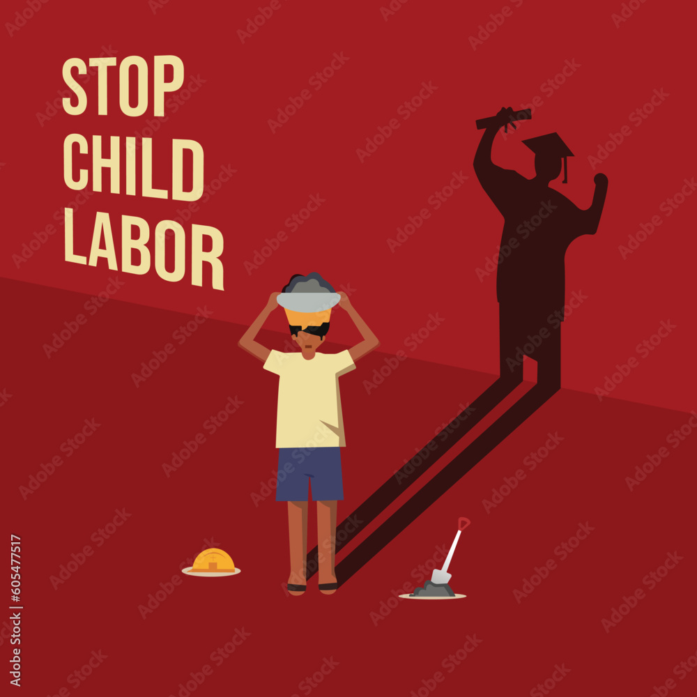 World Day against child labor background, Flat style vector ...