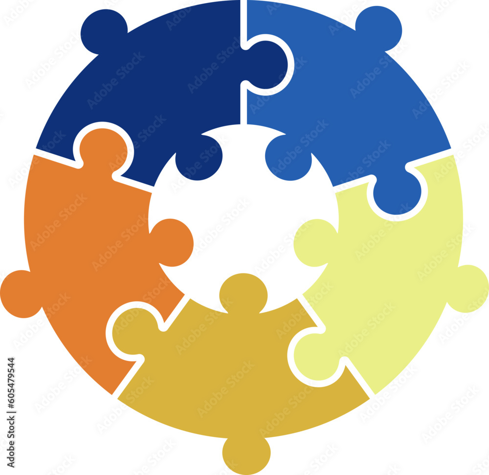 Infographic Pie Flow Chart Jigsaw Cycle Diagram 5 Sections Stock Vector ...