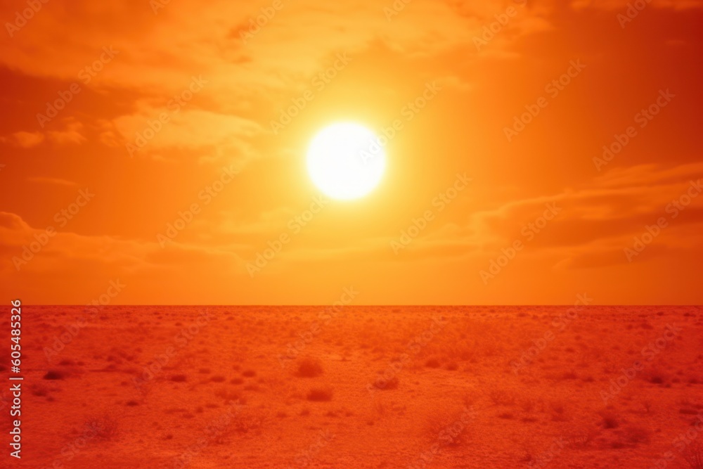 Heatwave hot sun landscape. extreme hot weather, Climate Change. Global ...
